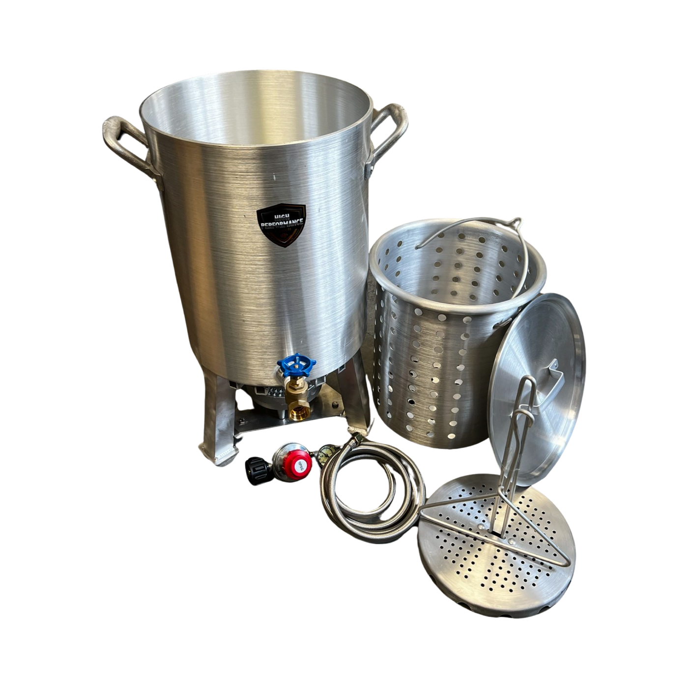 30 QT Turkey Fryer Pot with Drain Valve, Lid, & Turkey Rack